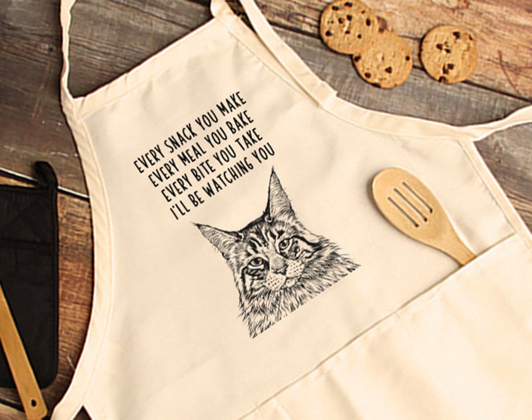 Maine Coon Cat Apron Cat Mom Aprons With Pockets Every Snack - Etsy