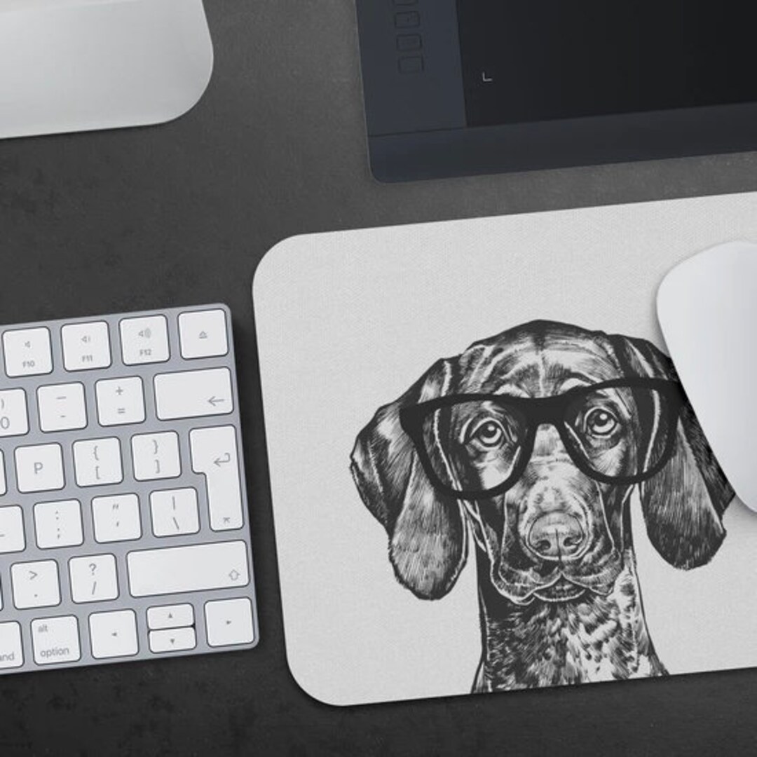 German Shorthaired Pointer Mousepad, Hipster Nerdy Dog Mouse Pad GSP ...