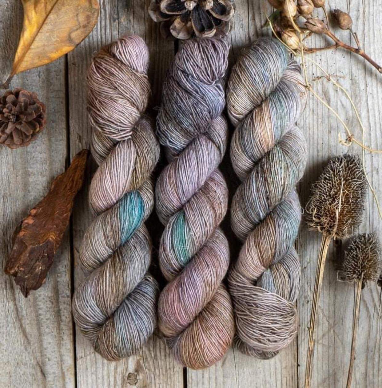 Hand Dyed Merino Linen Singles Yarn DUSKY Merino Linen yarn | Etsy