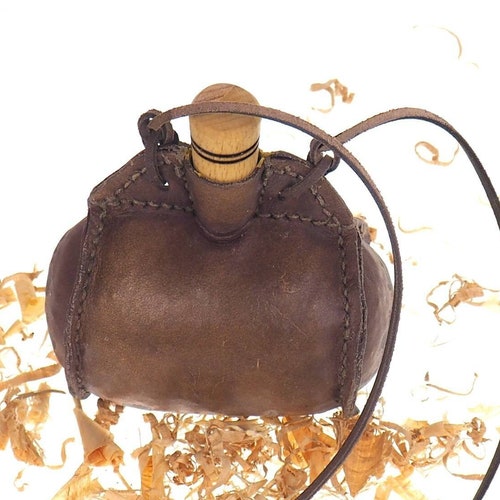 Dark Leather Small Hand Crafted Authentic Medieval Wine Skin - Etsy