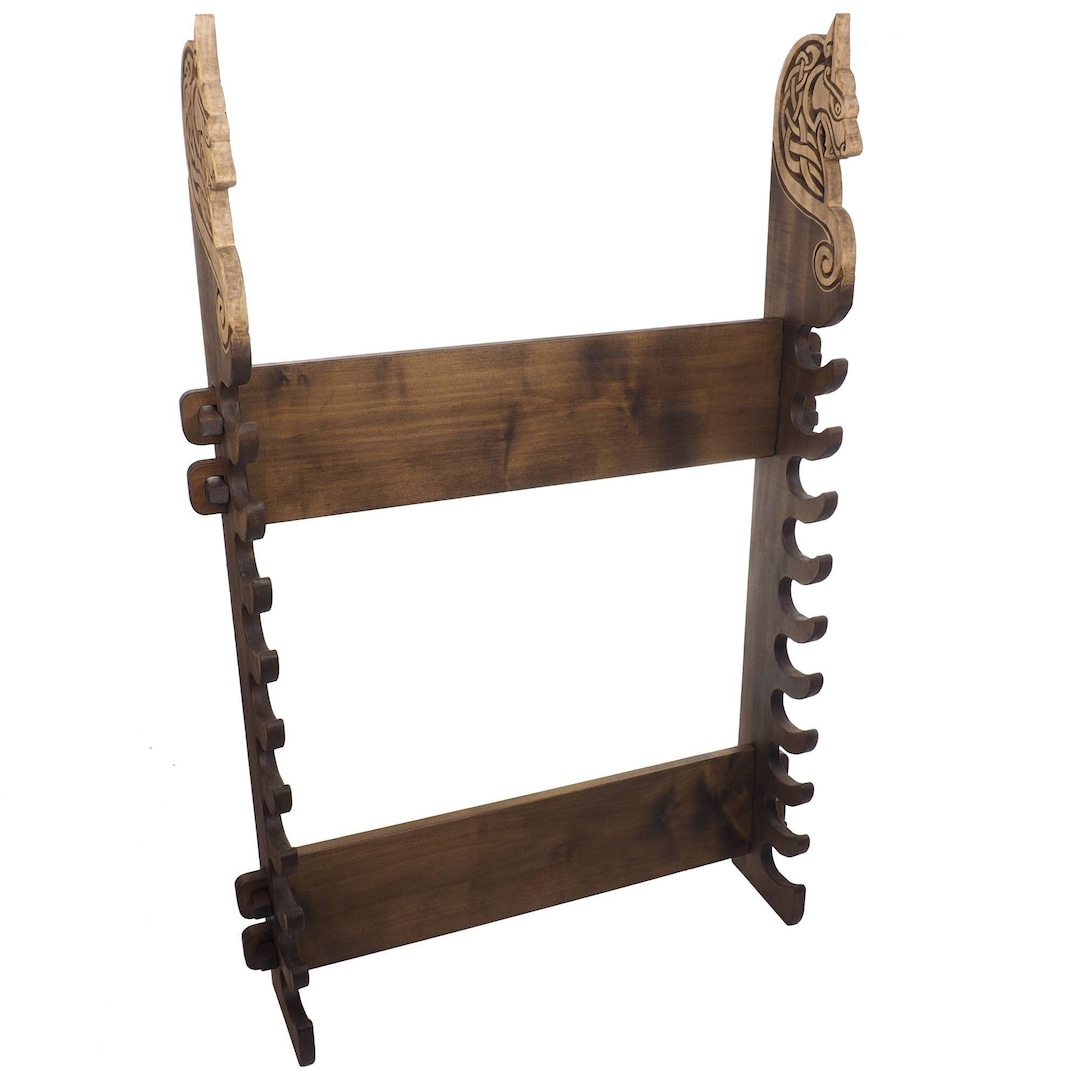 Viking Personalized Wall Stand for Weapons, Weapon Rack With Wolf Head ...