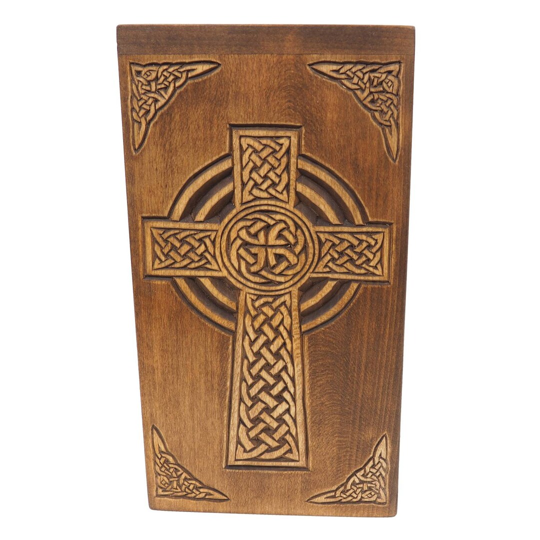 Personalized Wood Urn With Celtic Cross, for Human Ashes, Wooden ...