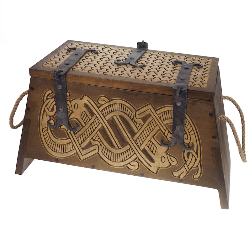 Dragons Personalized Viking Chest Hand Carved Norse Pattern - Etsy