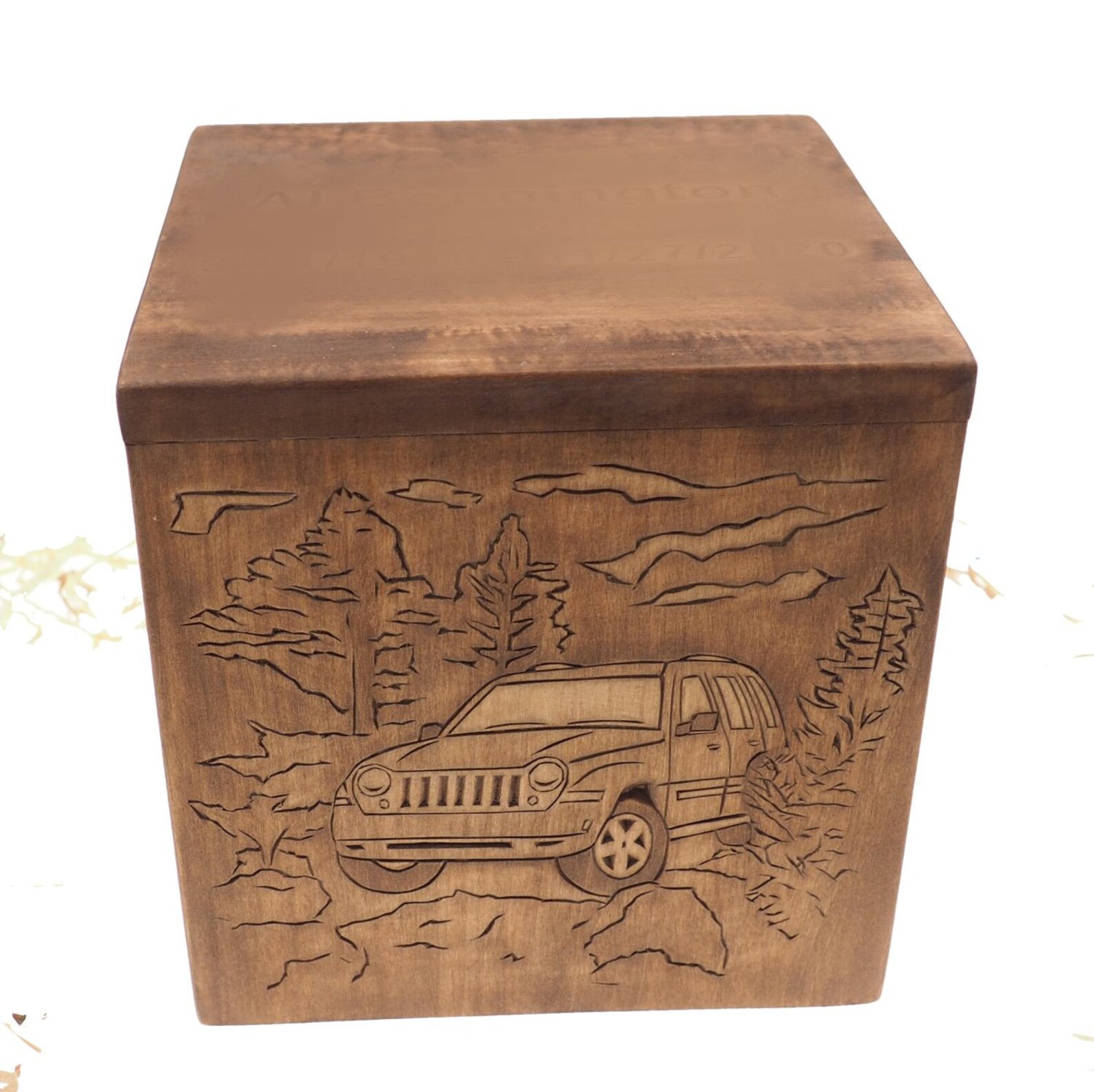 Square Personalized Wood Urn for Human Ashes Wooden Memorial | Etsy