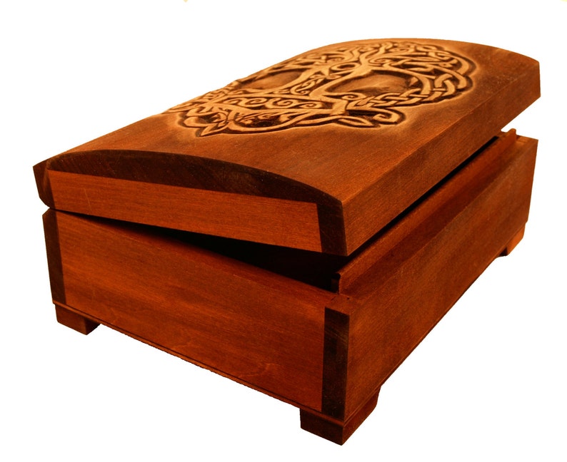 Wooden Historical Jewelry Box With Yggdrasil and Thor Hammer - Etsy