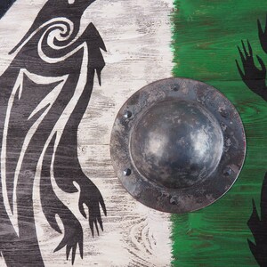Double Ravens Personalized Viking Shield Green, Norseman , Wall Decor ...
