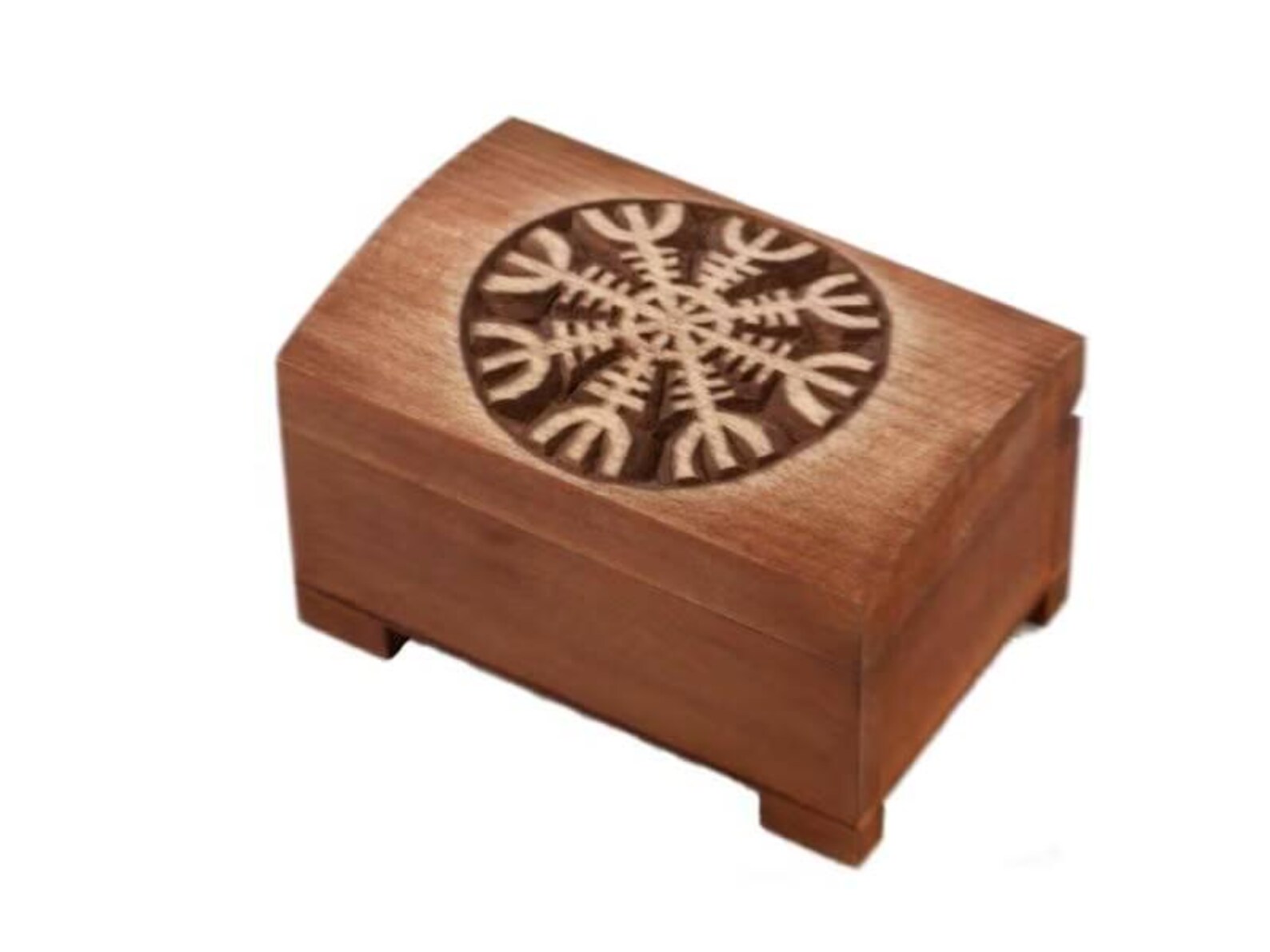 Wooden Historical Jewelry Box With Hand Carved Aegishjalmur Pattern - Etsy