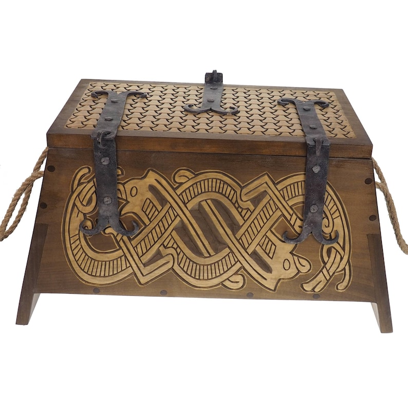 Dragons Personalized Viking Chest Hand Carved Norse Pattern - Etsy
