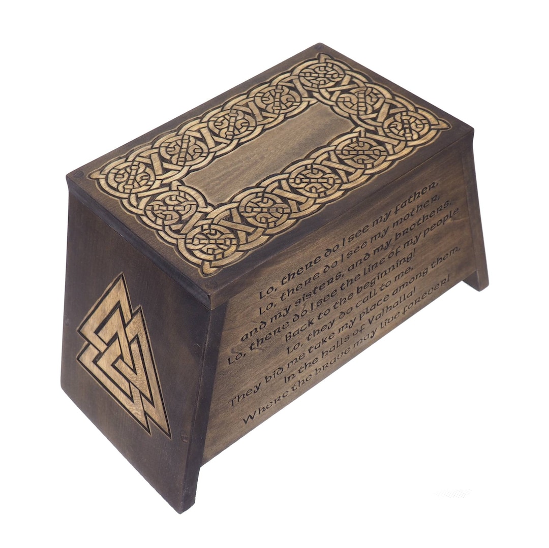 Ebony Viking Personalized Wood Urn With Viking Prayer, Wooden Memorial ...