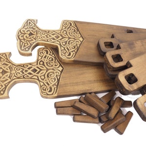 Viking Personalized Three-shelf Bookcase , Wall Shelf With Thor Hammer ...