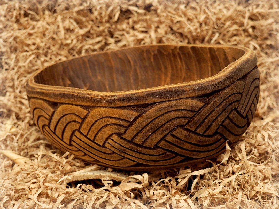 Historical Hand Carved Wooden Bowl With Vikings Plait Motive Norway, XI ...