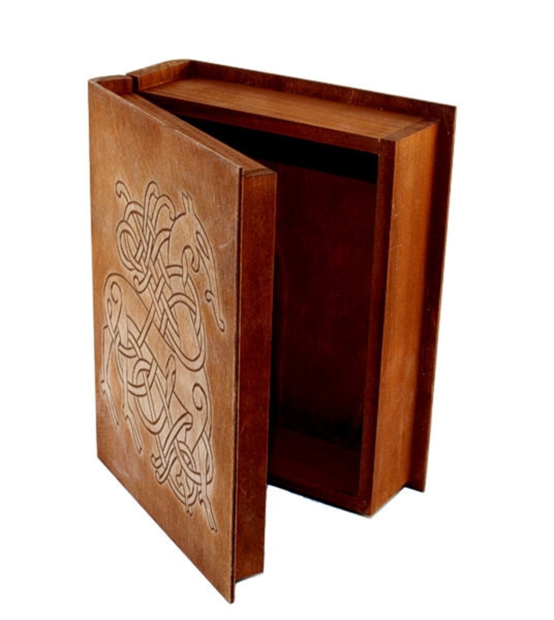 Historical wooden box in the shape of a book with Urnes | Etsy