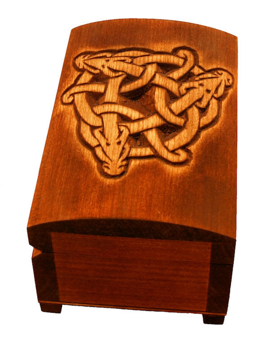Wooden Historical Jewelry Box With Hand Carved Celtic Dragons Pattern ...