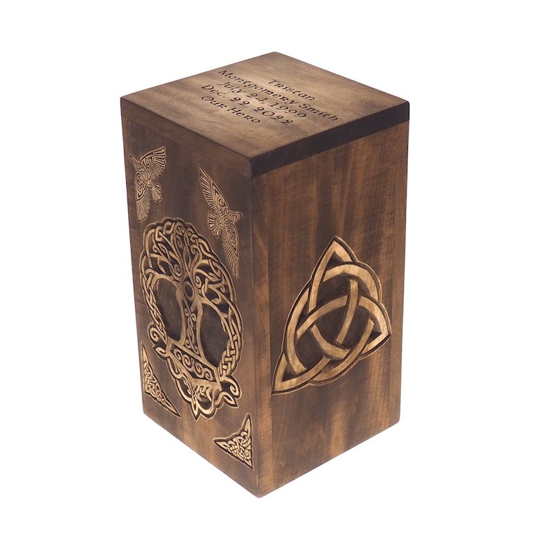 Personalized Wood Urn for Human Ashes,thor Hammer, Ravens, Memorial ...