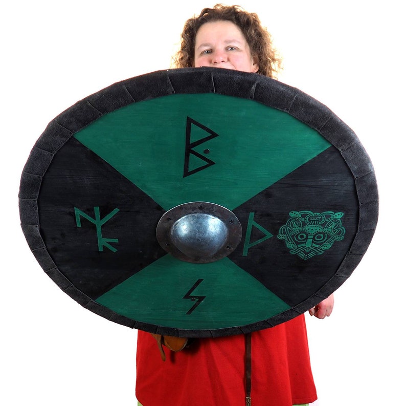 Personalized Runic Viking Shield With Thor Mask Norsman - Etsy