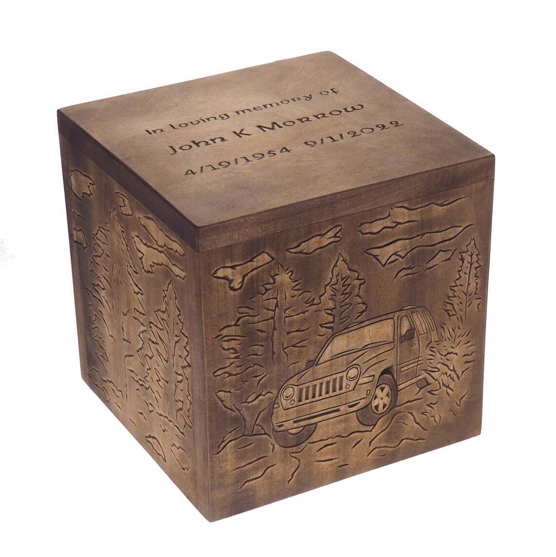 Square Personalized Wood Urn for Human Ashes Wooden Memorial - Etsy