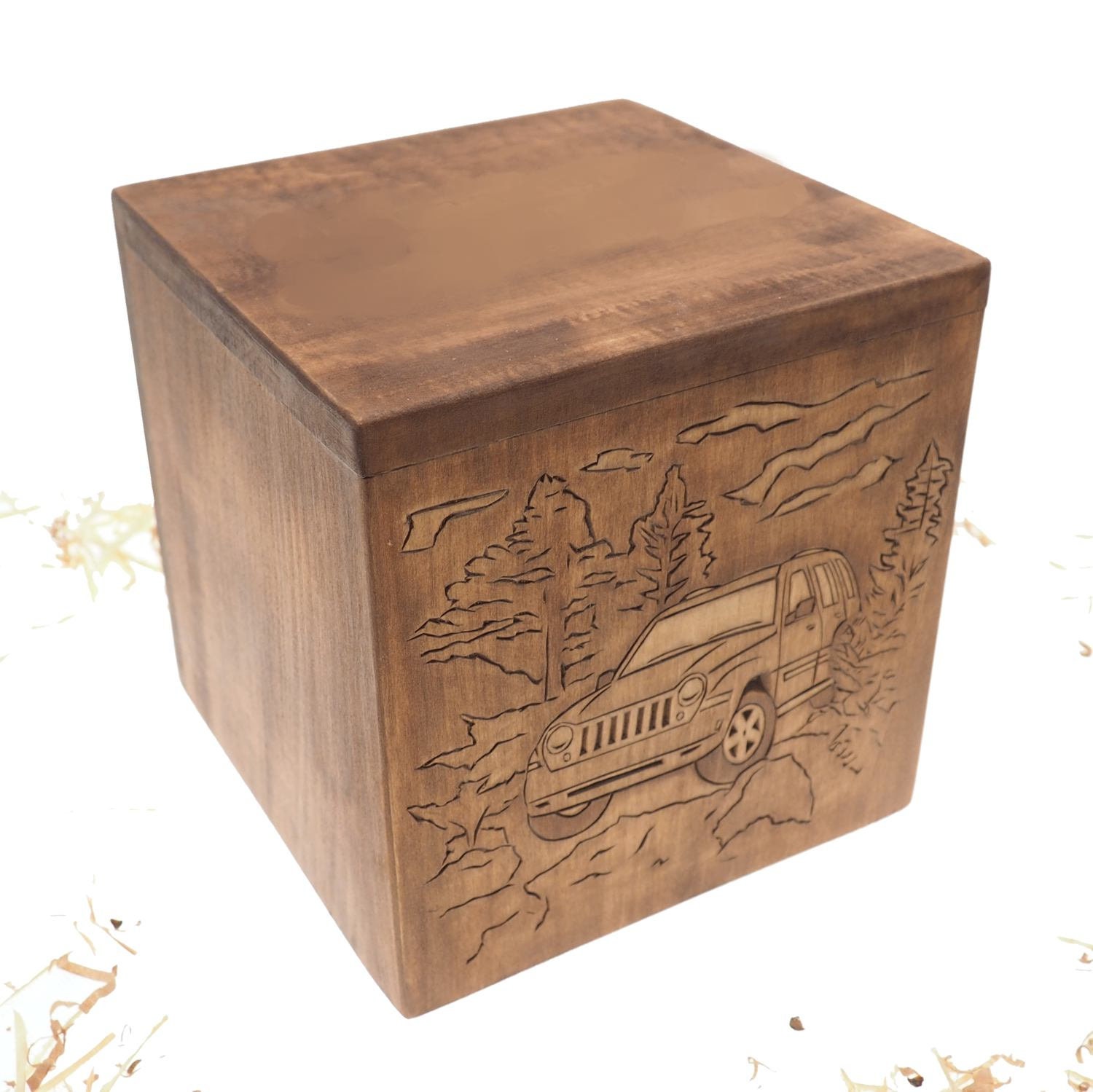 Square Personalized Wood Urn For Human Ashes, Wooden Memorial Box ...
