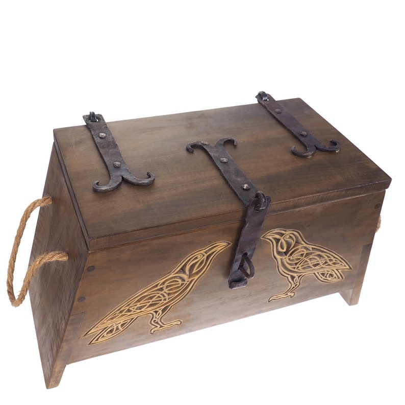 Raven Personalized Viking Chest Hand Carved Norse Pattern - Etsy