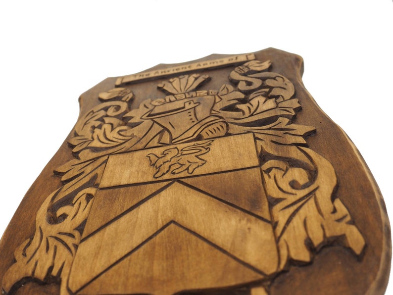 Personalized Family Arms Crest Hand Carved Coat of Arms | Etsy