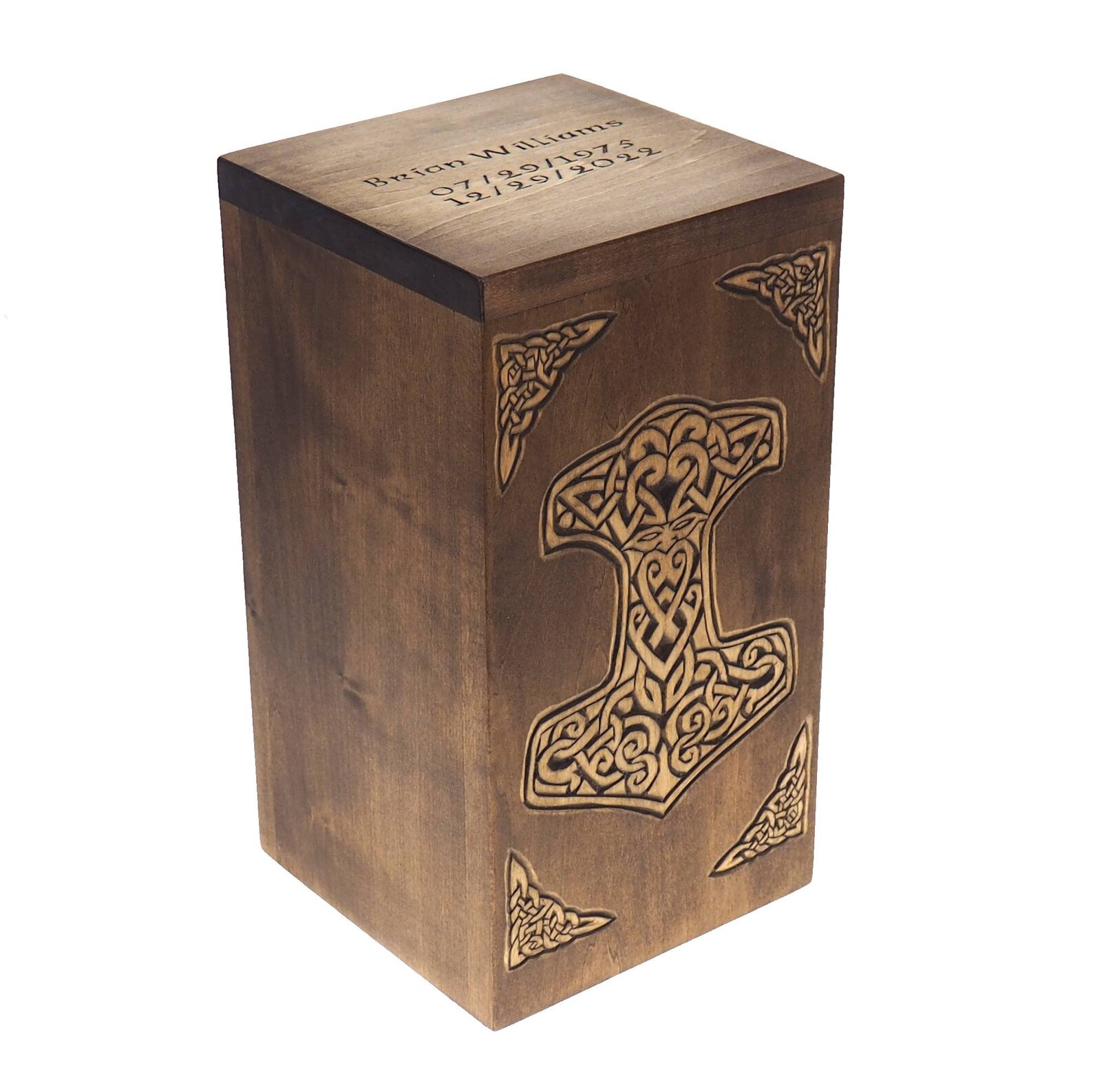 Personalized Wood Urn for Human Ashes,thor Hammer, Wooden Memorial Box ...