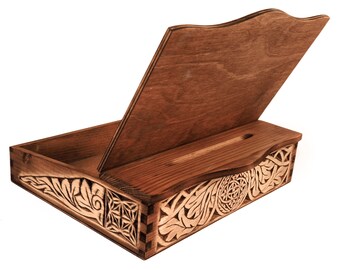 Hand Carved Medieval Bureau Box With Pentagram Pattern | Etsy