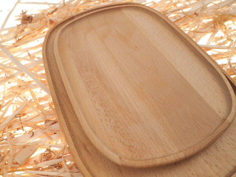 Set 2 Flat Wooden Platebig and Small Oak Tray Rounded - Etsy