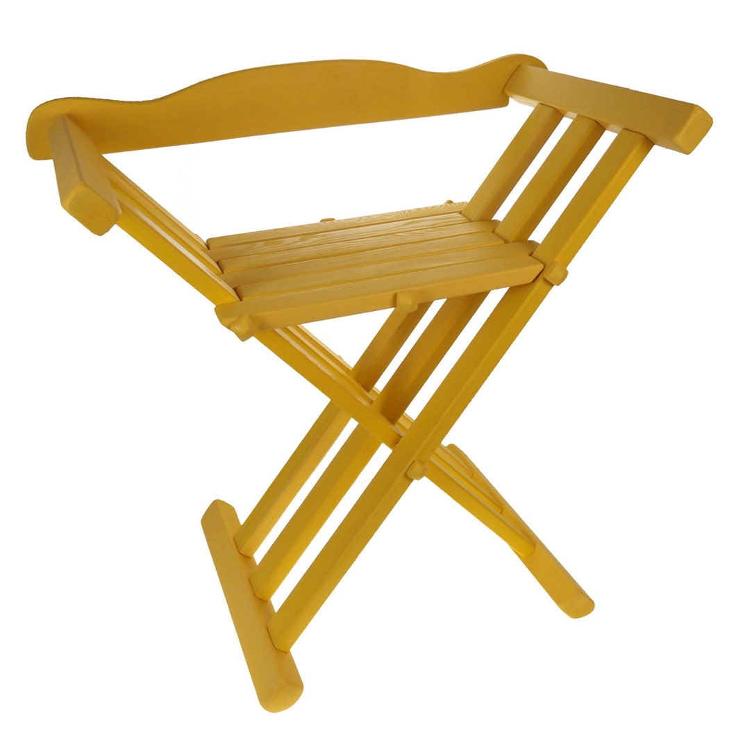 Yellow Wooden Medieval Viking Folding Chair With Back Support ...