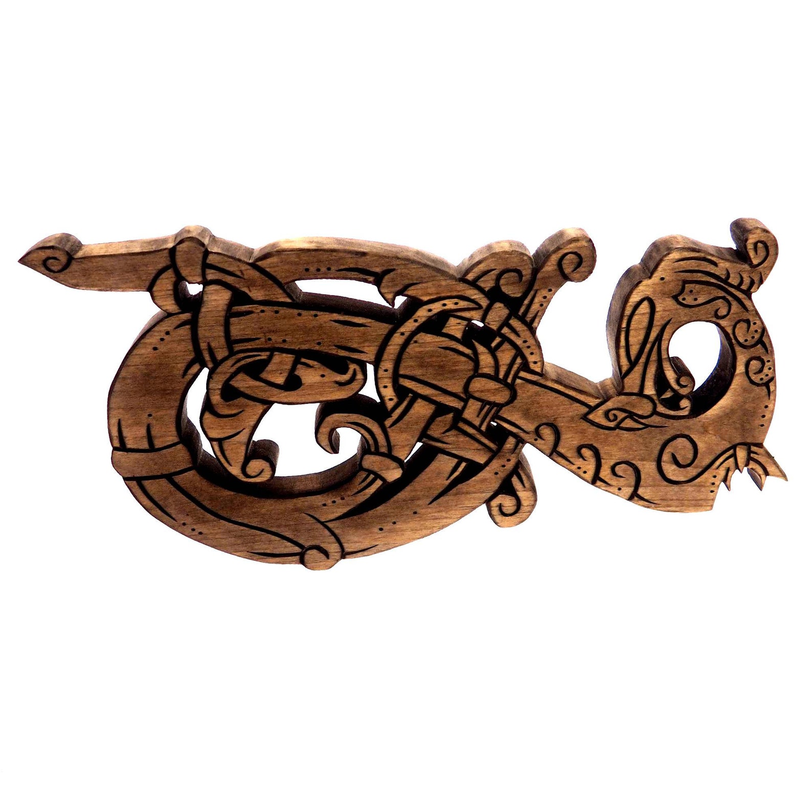 Wooden Hand Carved Dragon Ringerike Style Personalized - Etsy