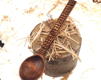 Wooden Hand Carved Spoon Viking Pattern Medieval Spoonwood | Etsy