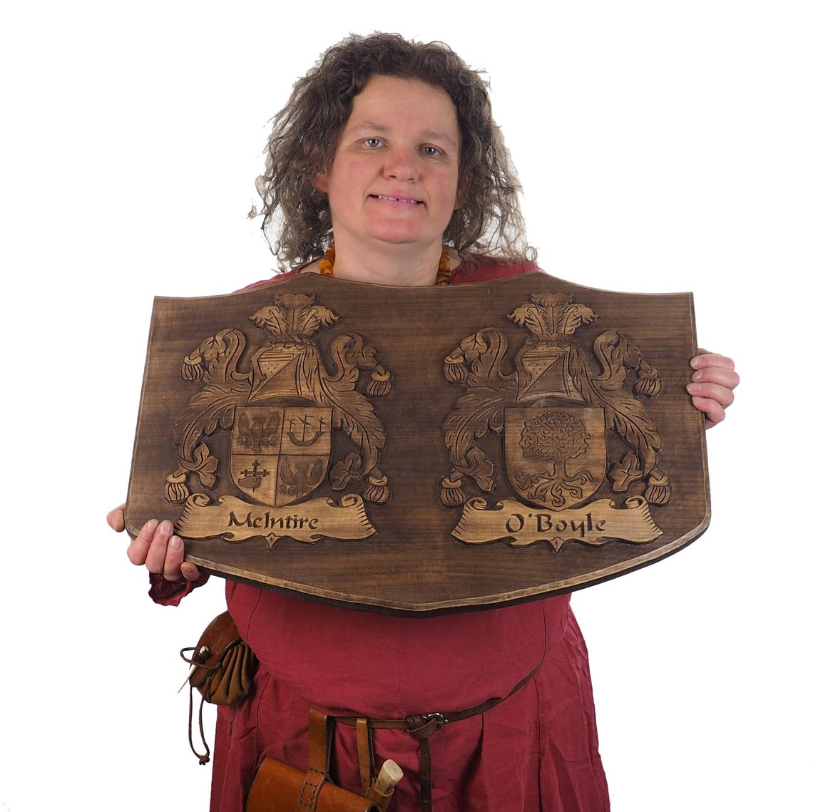 Personalized Double Family Arms Crest Hand Carved Coat of - Etsy