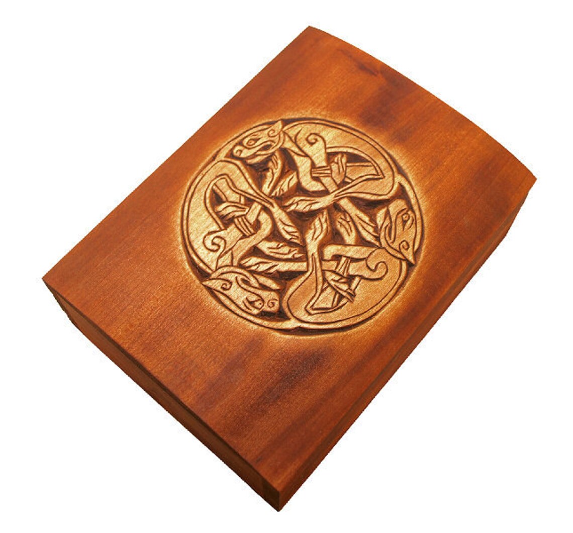 Wooden Historical Jewelry Box With Celtic Ornament From Book - Etsy