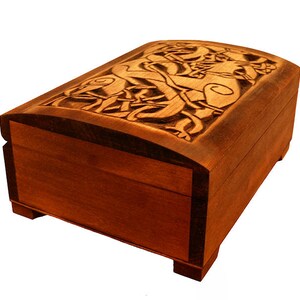 Wooden Viking Jewelry Box With Urnes Deer, Historical, Norse Pattern ...