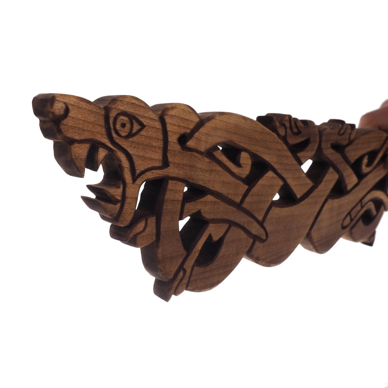 Wooden Dragons, Hand Carved, Urnes Style Viking Wall Hanging, Two ...