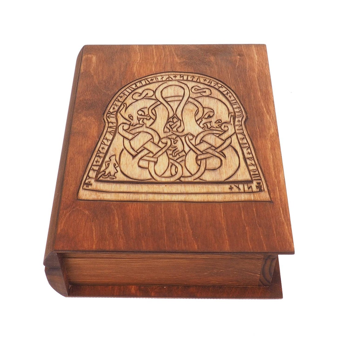 Historical Wooden Box in the Shape of a Book With Runestone - Etsy