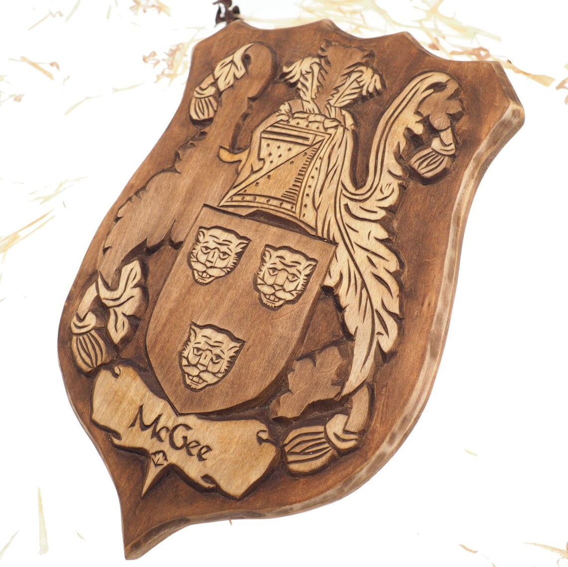 Mcgee Personalized Family Crest Hand Carved Coat of Arms | Etsy