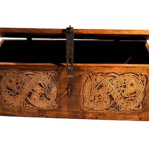 Personalized Viking Chest, Hand Carved, Norse Pattern Box, Chest With ...