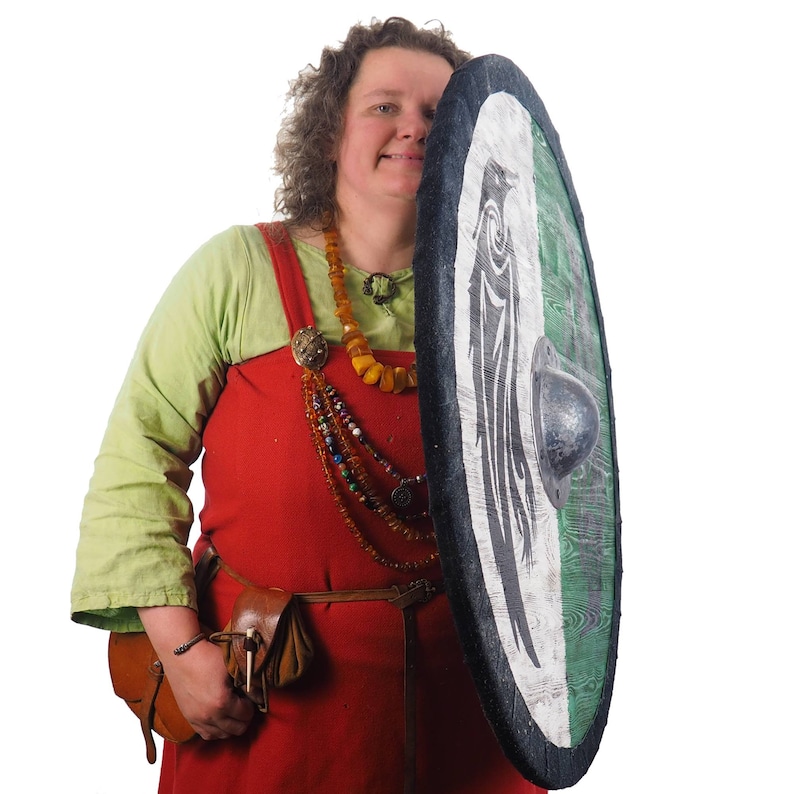 Double Ravens Personalized Viking Shield Green, Norseman , Wall Decor ...