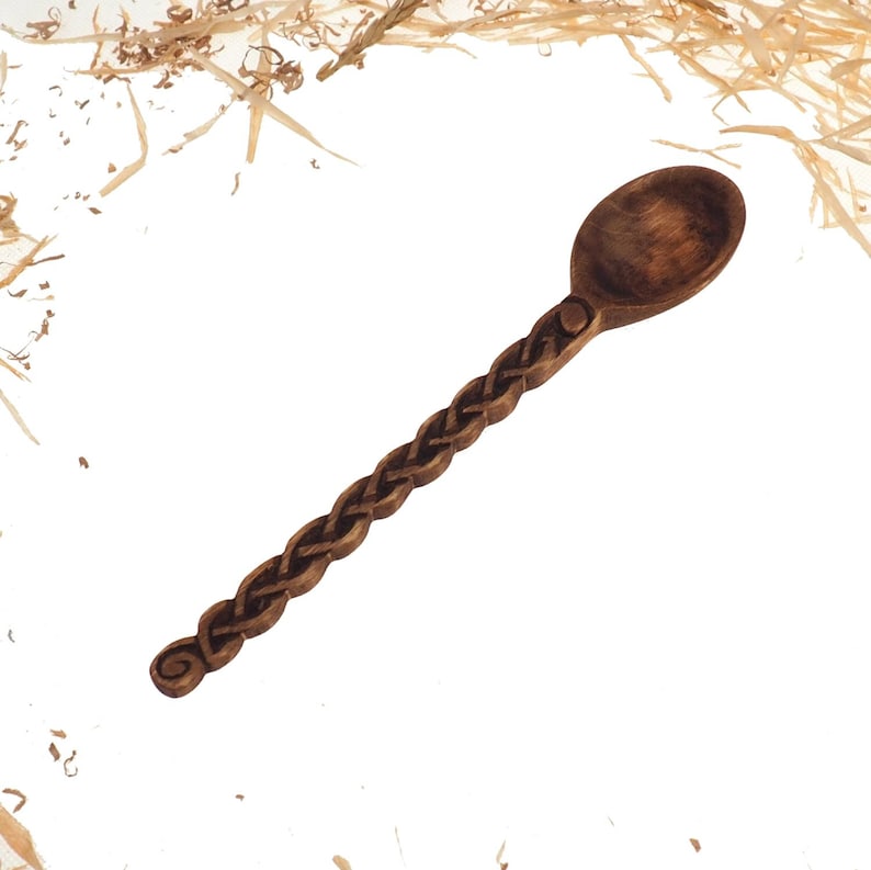 Wooden Hand Carved Spoon Medieval Spoon Viking Patternwood - Etsy