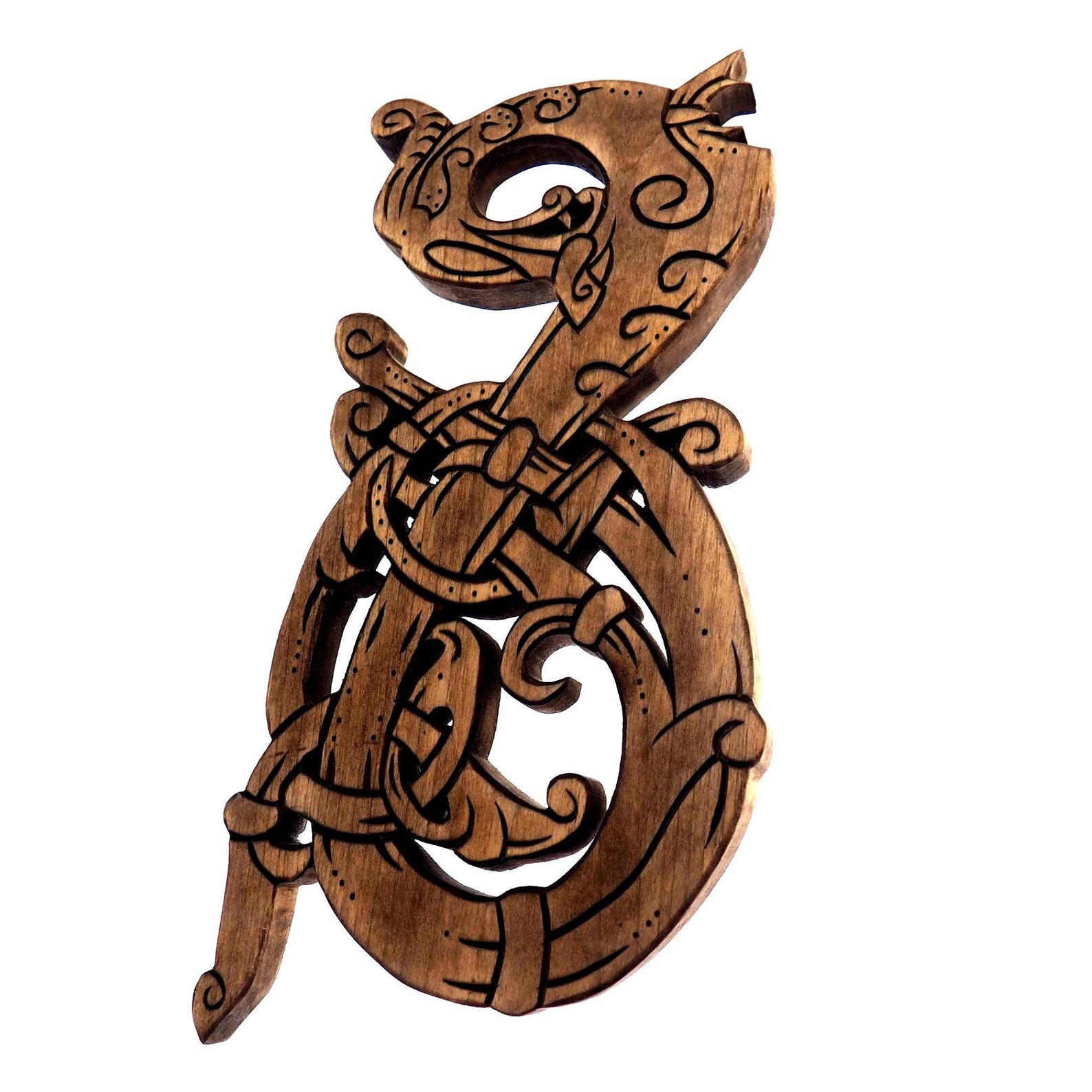 Wooden Hand Carved Dragon Ringerike Style Personalized - Etsy