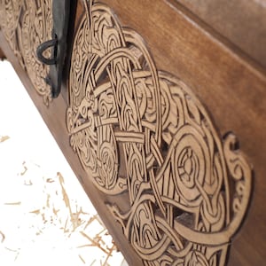 Personalized Viking Chest, Hand Carved, Norse Pattern Box, Chest With ...