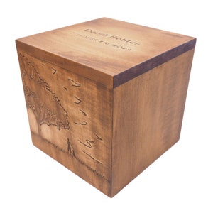Tree and Sunshine Square Personalized Wood Urn for Human Ashes, Wooden ...