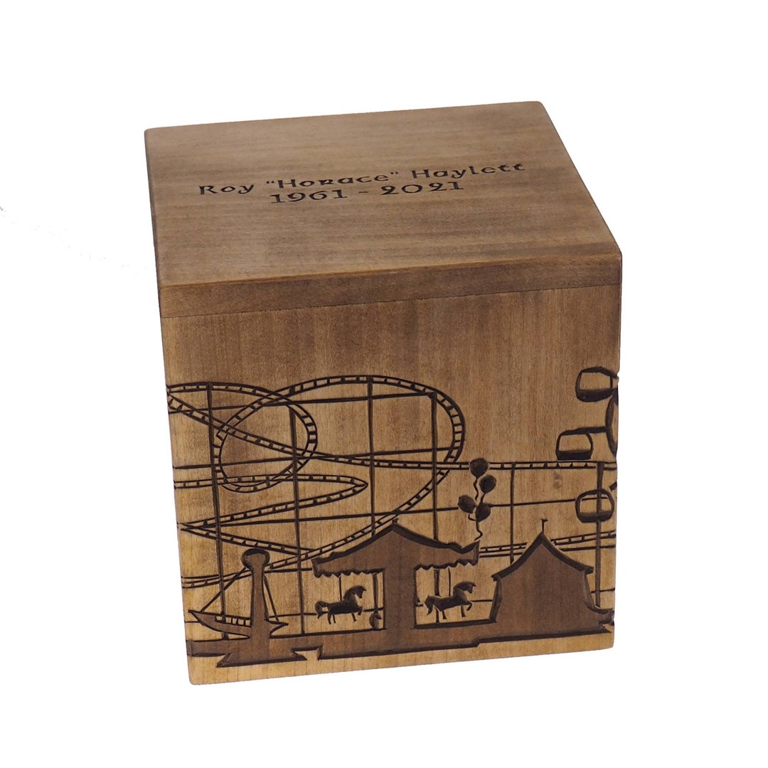 Your Theme Square Personalized Wood Urn for Human Ashes, Wooden ...