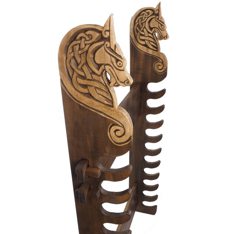 Viking Personalized Weapons Wall Stand Rack Wolf Head, Hanging Holder ...