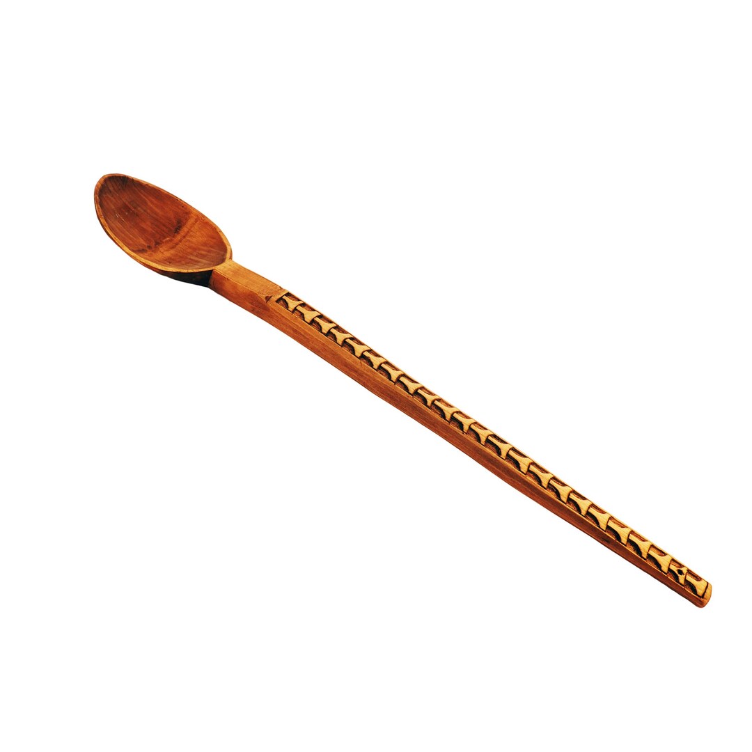 Large Hand Carved Wooden Spoon With Borre Style Pattern, Viking Spoon ...