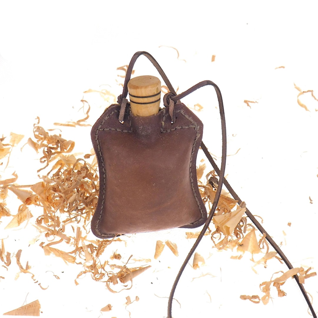 Light Brown Small Flask, Hand Crafted, Authentic Medieval Wine Skin ...