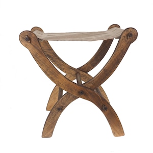 Medium Wooden Folding Stool, Oak Finish, Medieval Stool, Viking, Larp ...