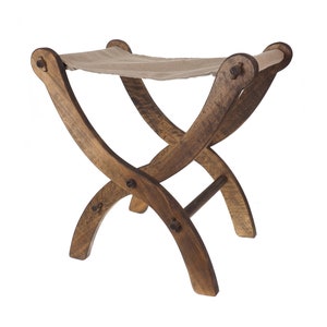 Medium Wooden Folding Stool, Oak Finish, Medieval Stool, Viking, Larp ...