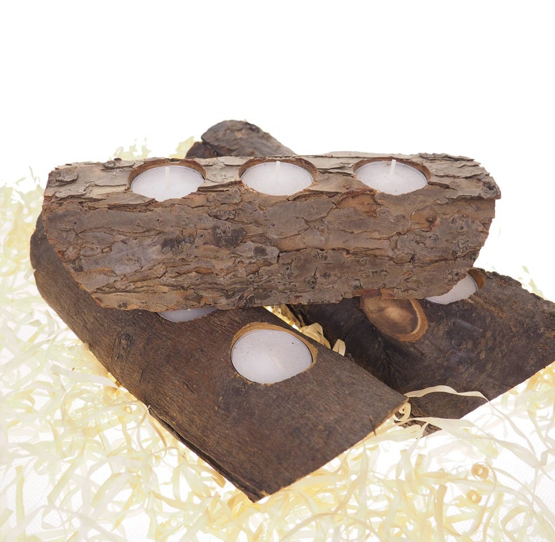 Rustic Log Candle Holder, Tea Light, Woodland Wedding Centerpiece ...