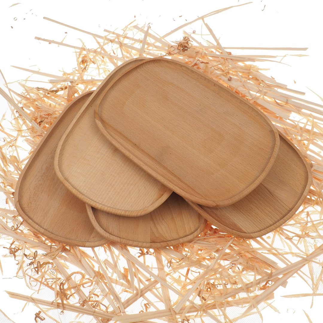 Small Flat Wooden Plate, Round Oak Tray, Rounded Viking Dishes ...