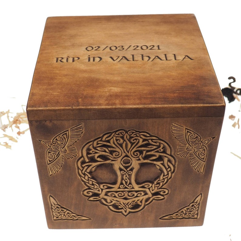 Square Personalized Wood Urn for Human Ashes Thor Hammer - Etsy